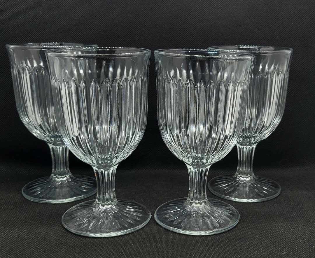 Set of 4 KIG Indonesia Glass Fluted WATER Goblets, Vintage, EUC - Etsy