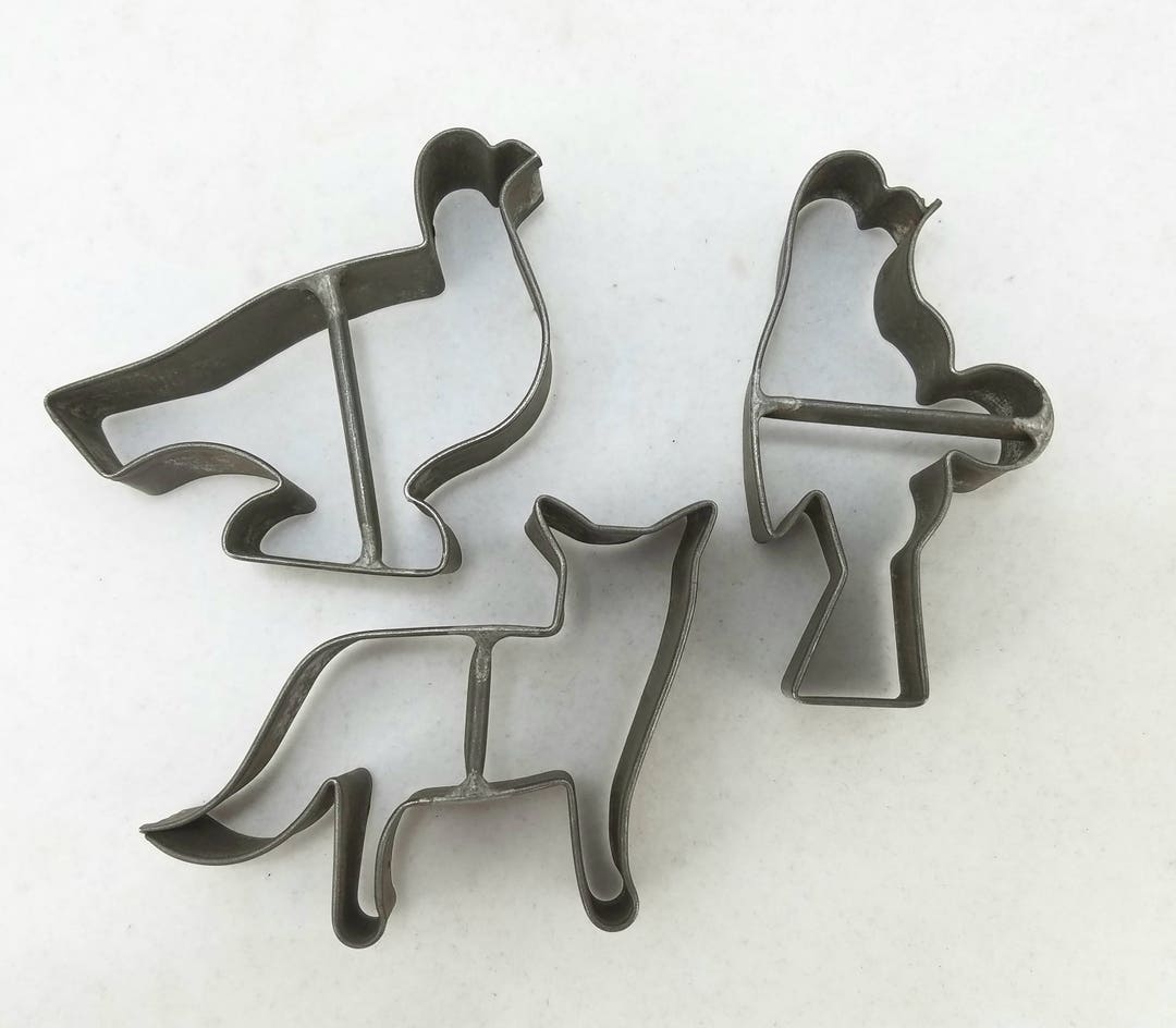 Animal Shaped Metal Cookie Cutters, Set of Three, Eagle, Fox and Parrot ...