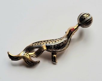 Seal Brooch, Animal Lapel Pin Badge, Tie Tack, Jewellery, Made of ...