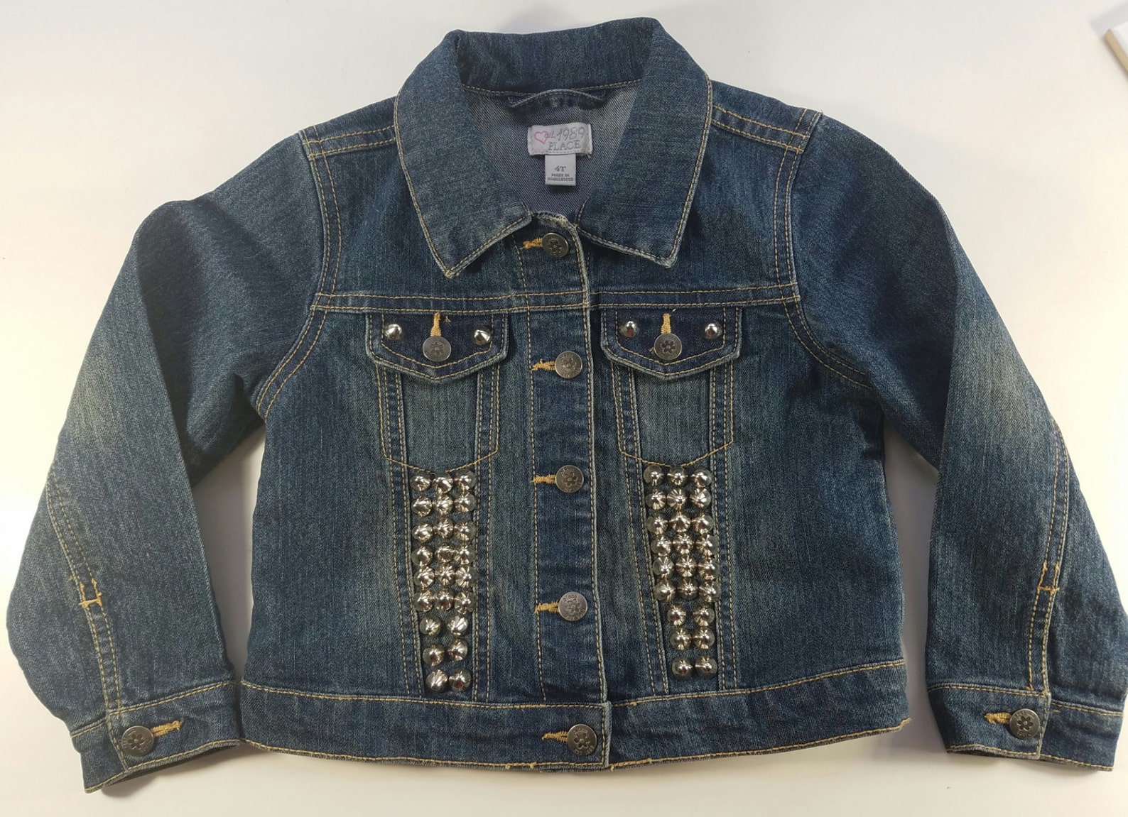 Toddler Girl's Punked Out Rock and Roll Denim Jacket, Blue, Studs ...