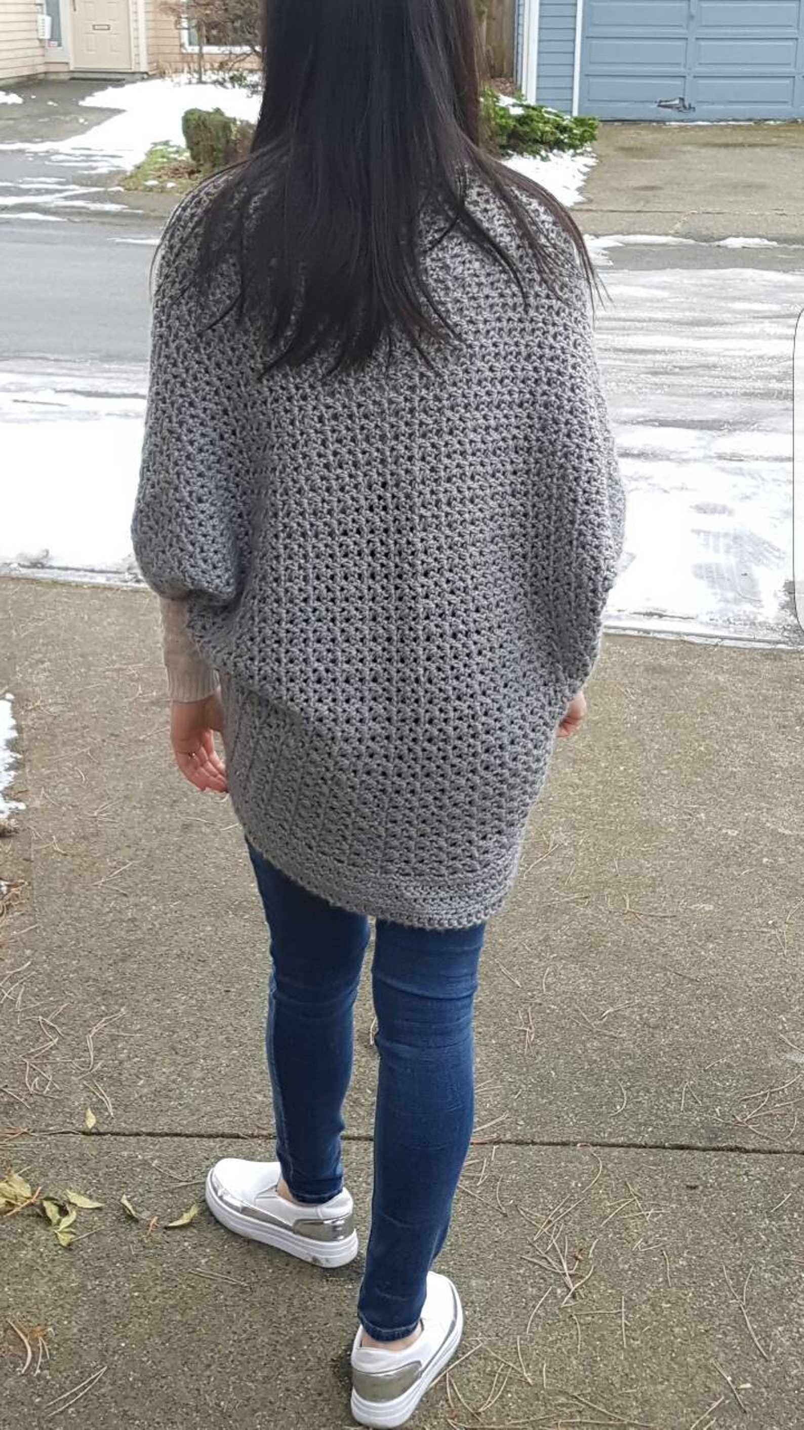 V-stitch Crochet Long Button Shrug Cardigan Pattern - Etsy Canada