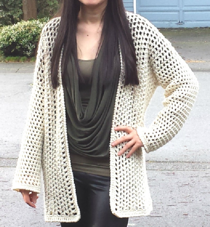 So Cute Filet Mesh Crochet Cardigan Pattern - Etsy