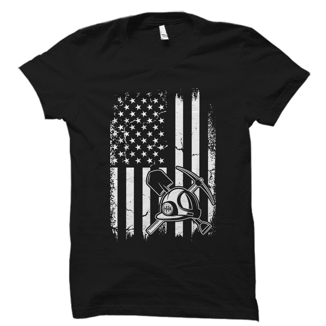 Mining Shirt. Mining Gift. Miner Shirt. Miner Gift. USA Shirt. USA Flag ...