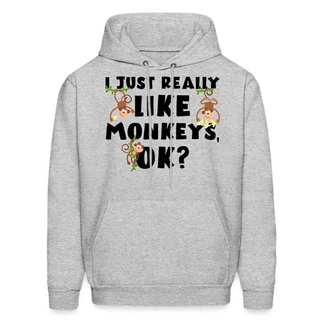 Monkey Hoodie. Monkey Lover Gift. Monkey Sweatshirt. Animal Lover ...