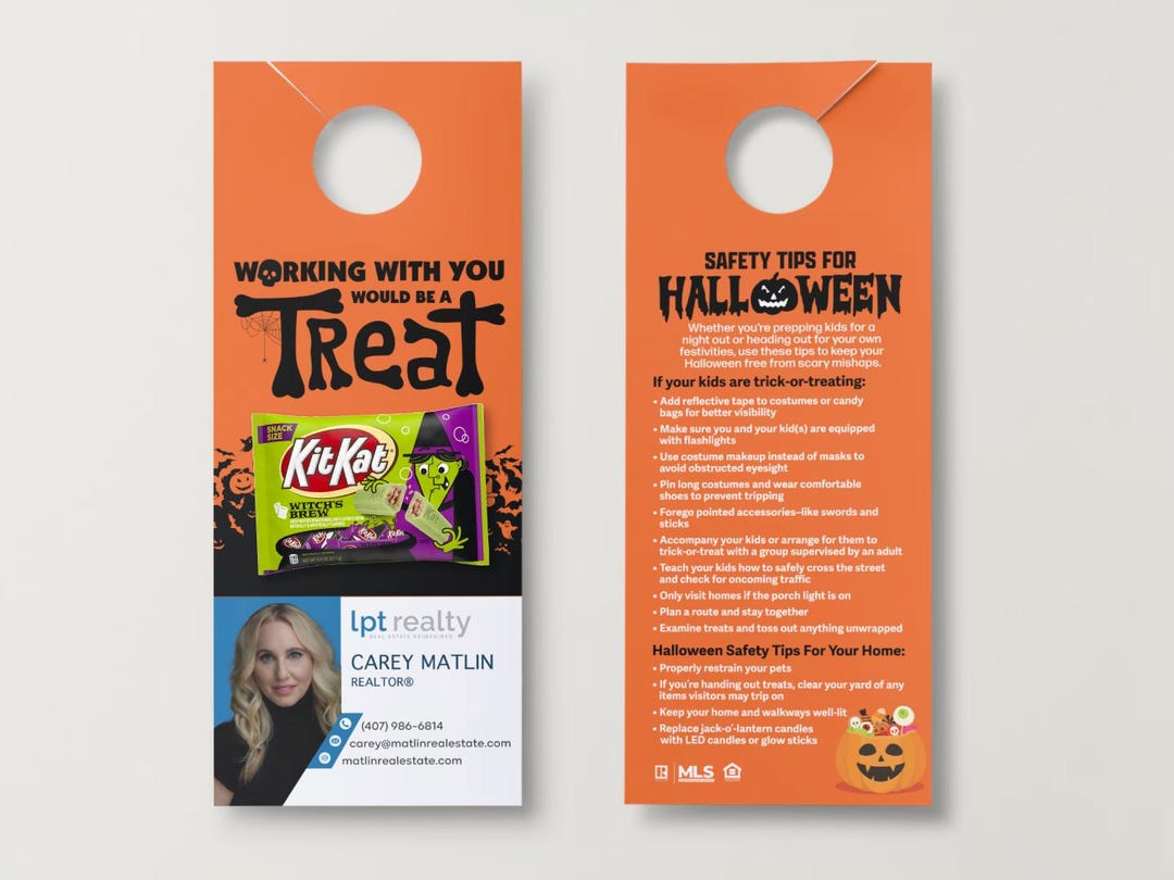 Working With You Would Be a Treat Real Estate Doorhanger, Halloween ...