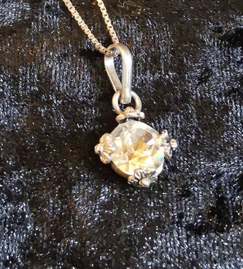Silver and White Stone Pendant and Silver Chain - Etsy