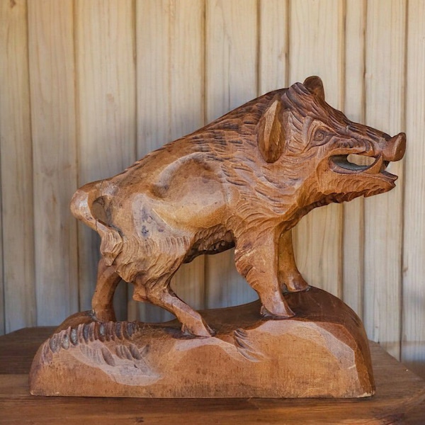 Hand Carved Wild Boar - Etsy UK