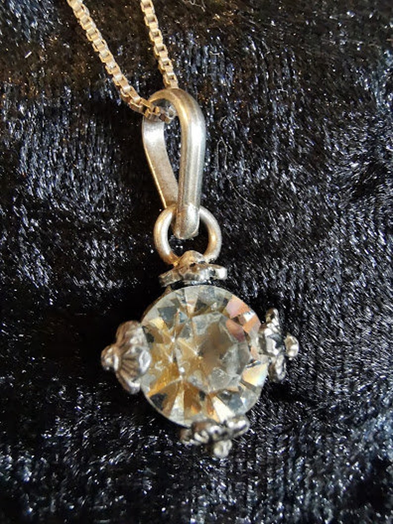 Silver and White Stone Pendant and Silver Chain - Etsy