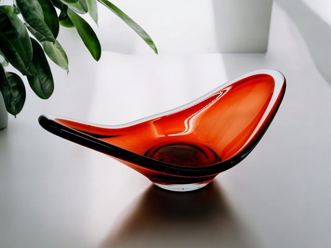 Vintage Mid Century Modern Murano Style Art Glass Dish Bowl Sommerso ...