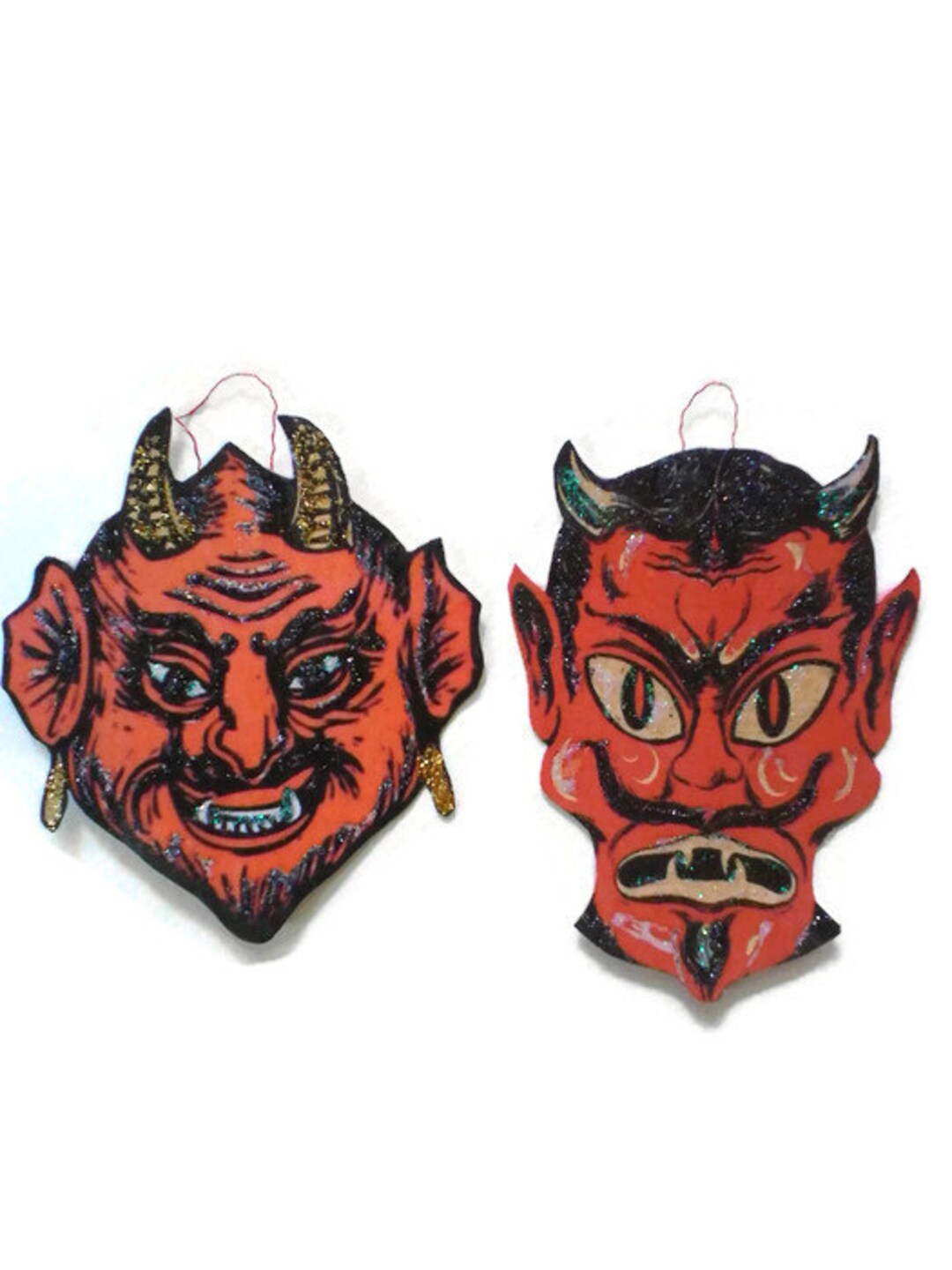 Krampus Christmas Ornament Decorations, Vintage Imagery Black Glitter ...
