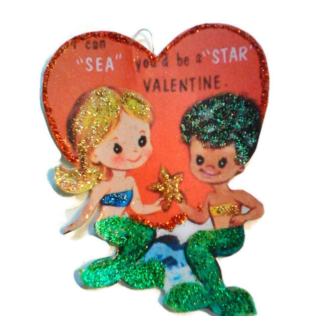 Valentine , Valentine Mermaid Decoration , Valentine Ornament , Vintage ...
