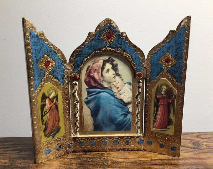 Antique Catholic Triptych, Madonna and Angels, Florentine - Etsy