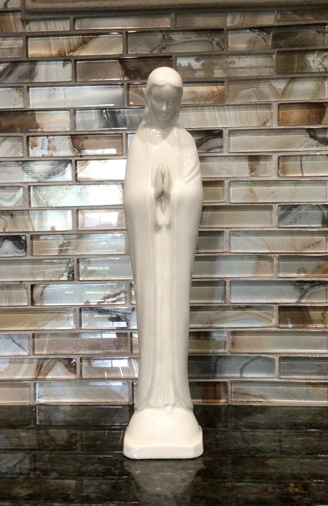 Beautiful Praying Virgin Mary Ceramic Statue, Ivory, Catholic Art - Etsy