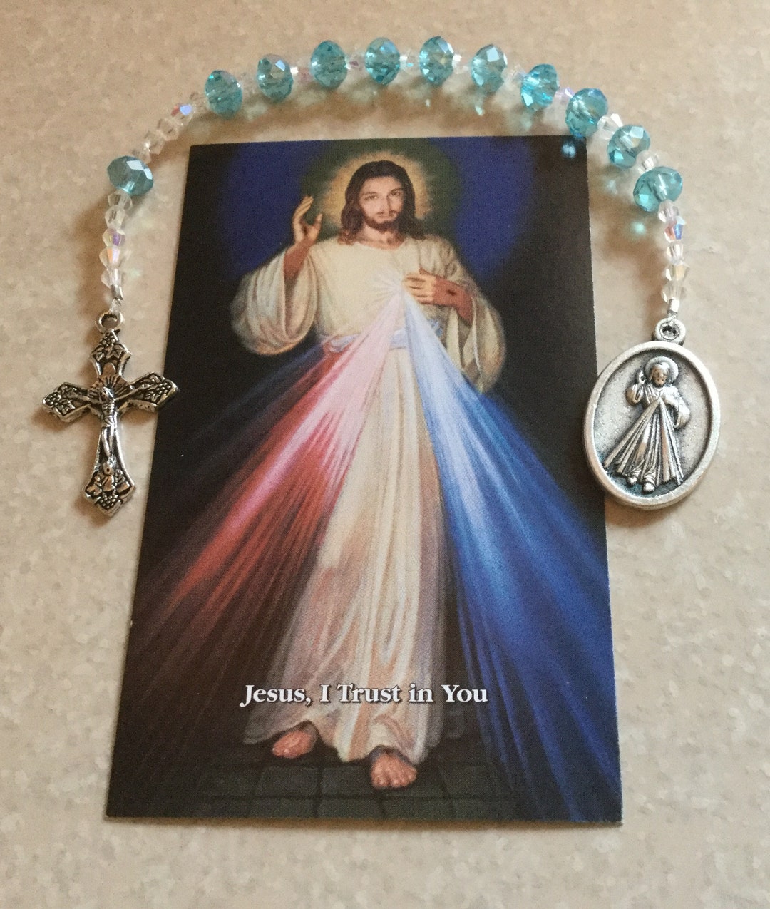 Divine Mercy Chaplet With Holy Card - Etsy