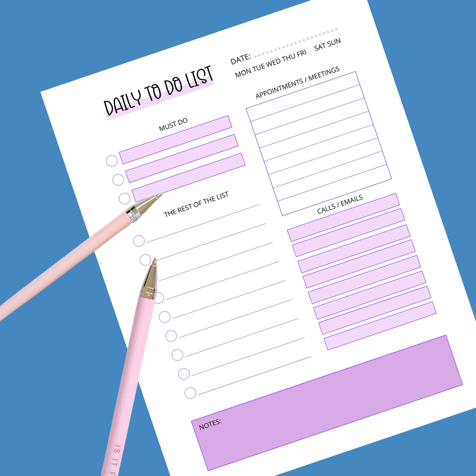 Printable TO DO List Comprehensive Daily Planner Checklist | Etsy