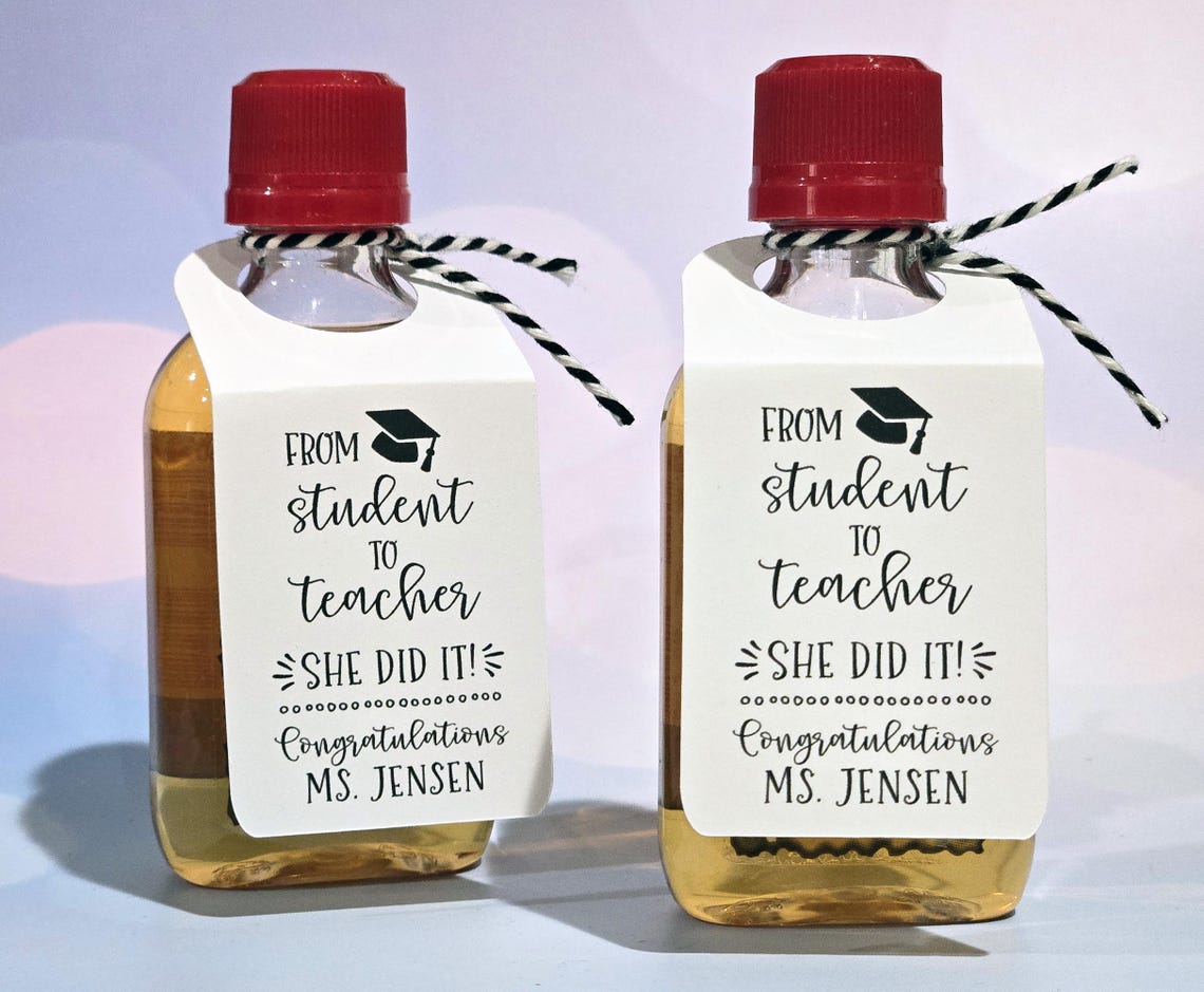New Teacher Graduation Shot Bottle Party Favors, Education Major ...