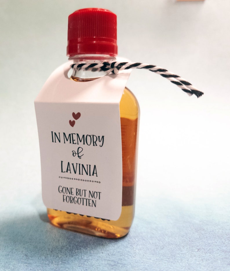In Memory of Mini-alcohol Bottle Tags for Funerals, Wakes, Memorials ...