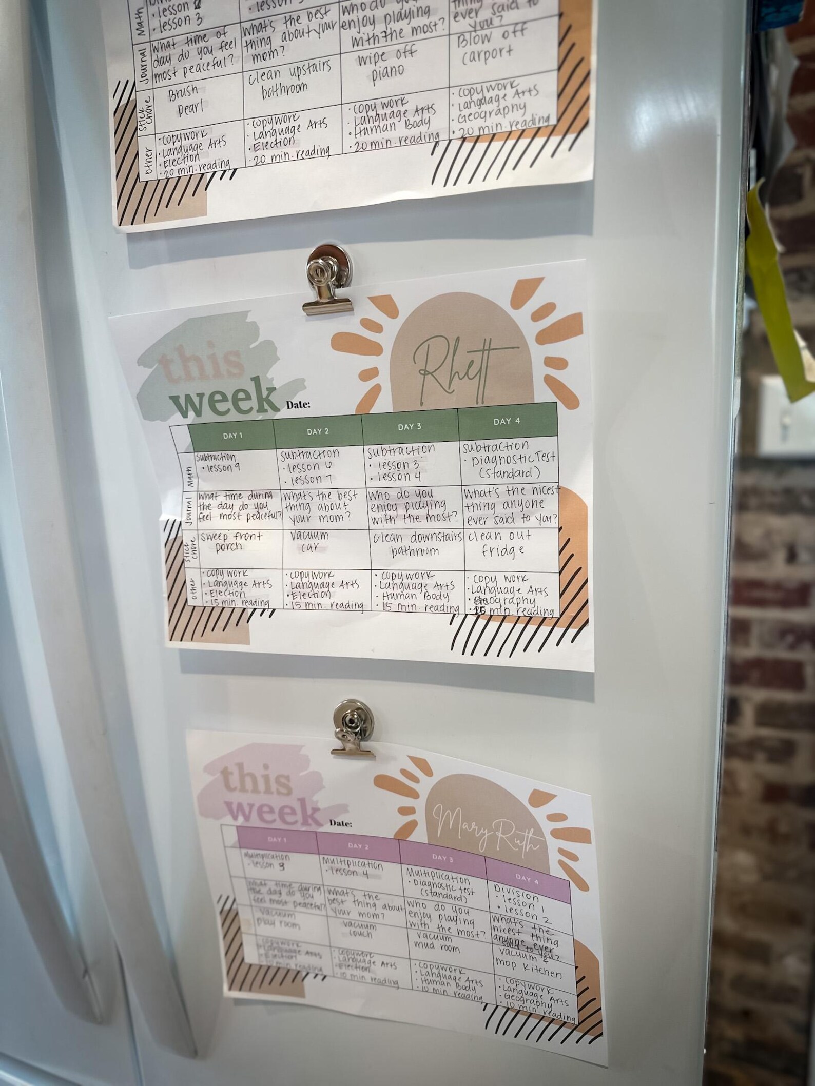 Weekly School & Home Planner | 5-day Chart for Organizing Subjects ...