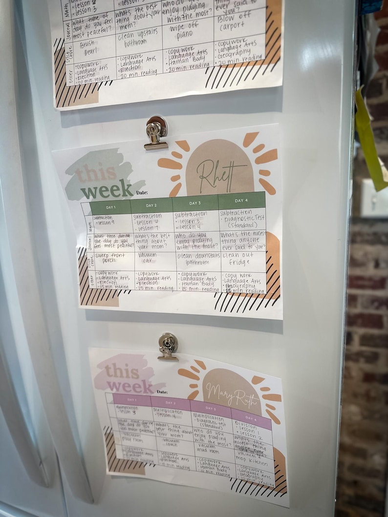 Weekly School & Home Planner | 5-day Chart for Organizing Subjects ...