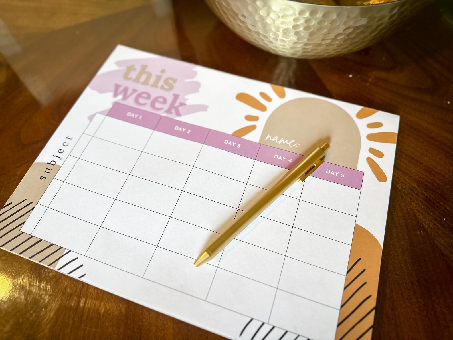 Weekly School & Home Planner | 5-day Chart for Organizing Subjects ...