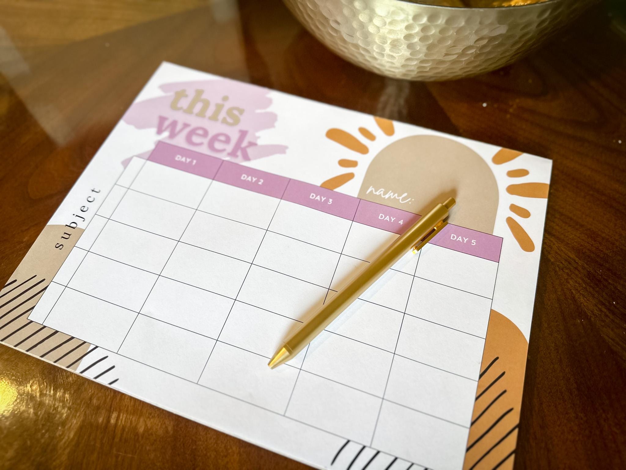 Weekly School & Home Planner | 5-day Chart for Organizing Subjects ...
