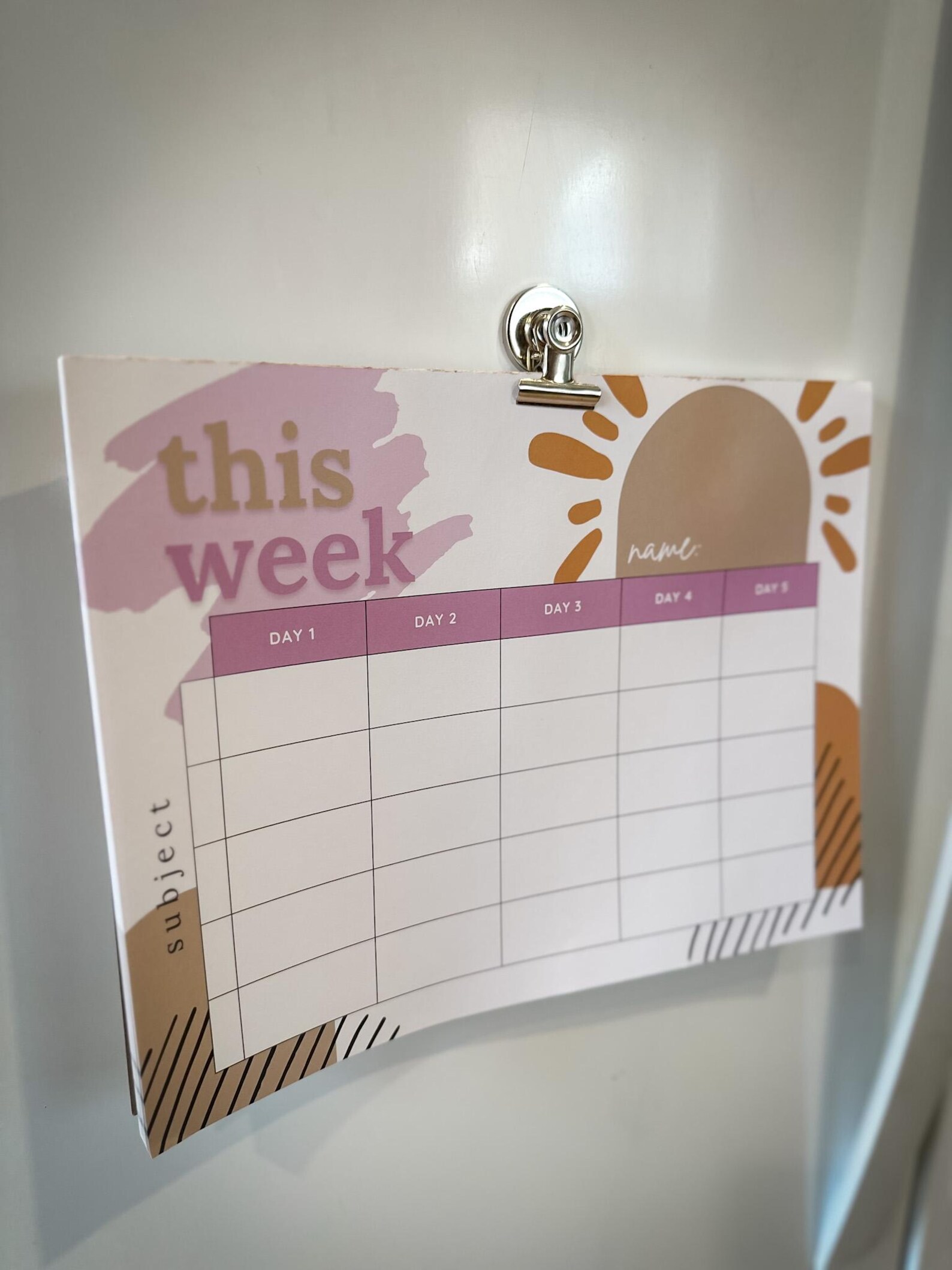 Weekly School & Home Planner | 5-day Chart for Organizing Subjects ...