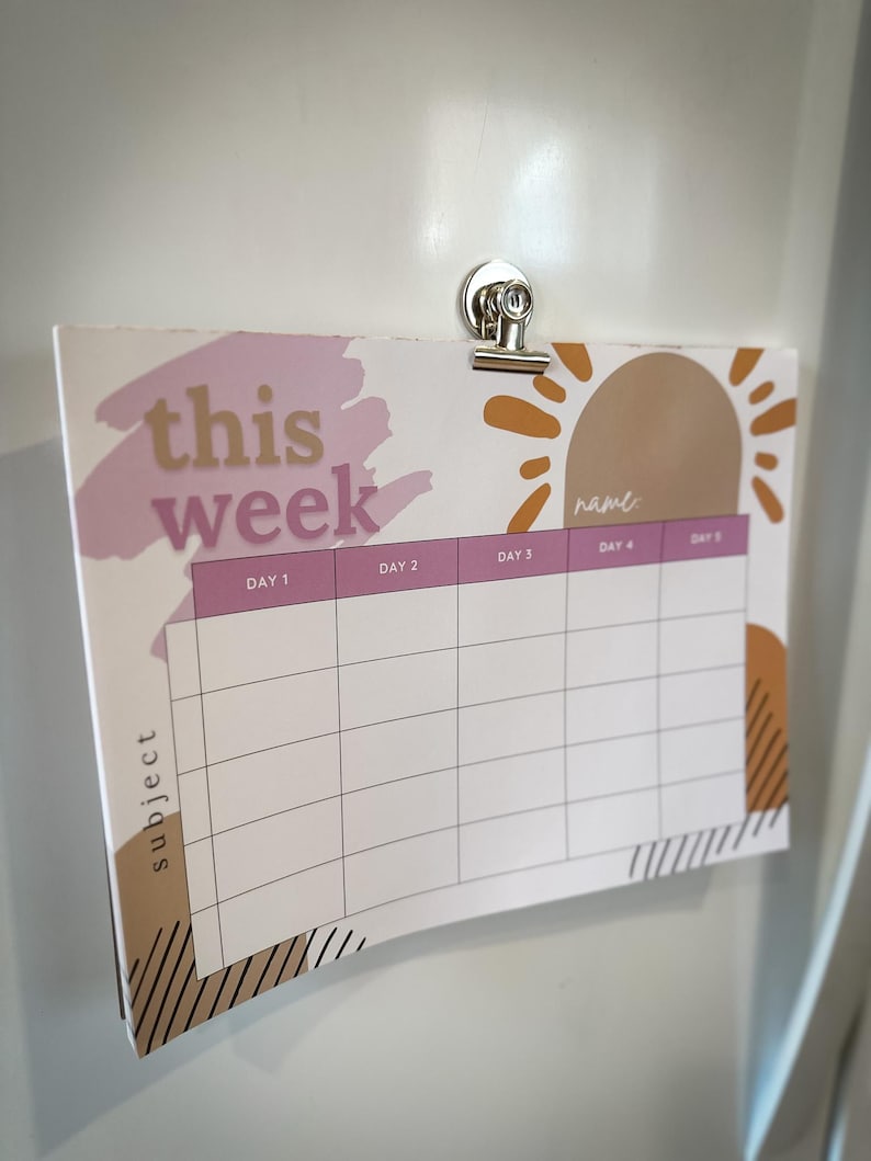 Weekly School & Home Planner | 5-day Chart for Organizing Subjects ...