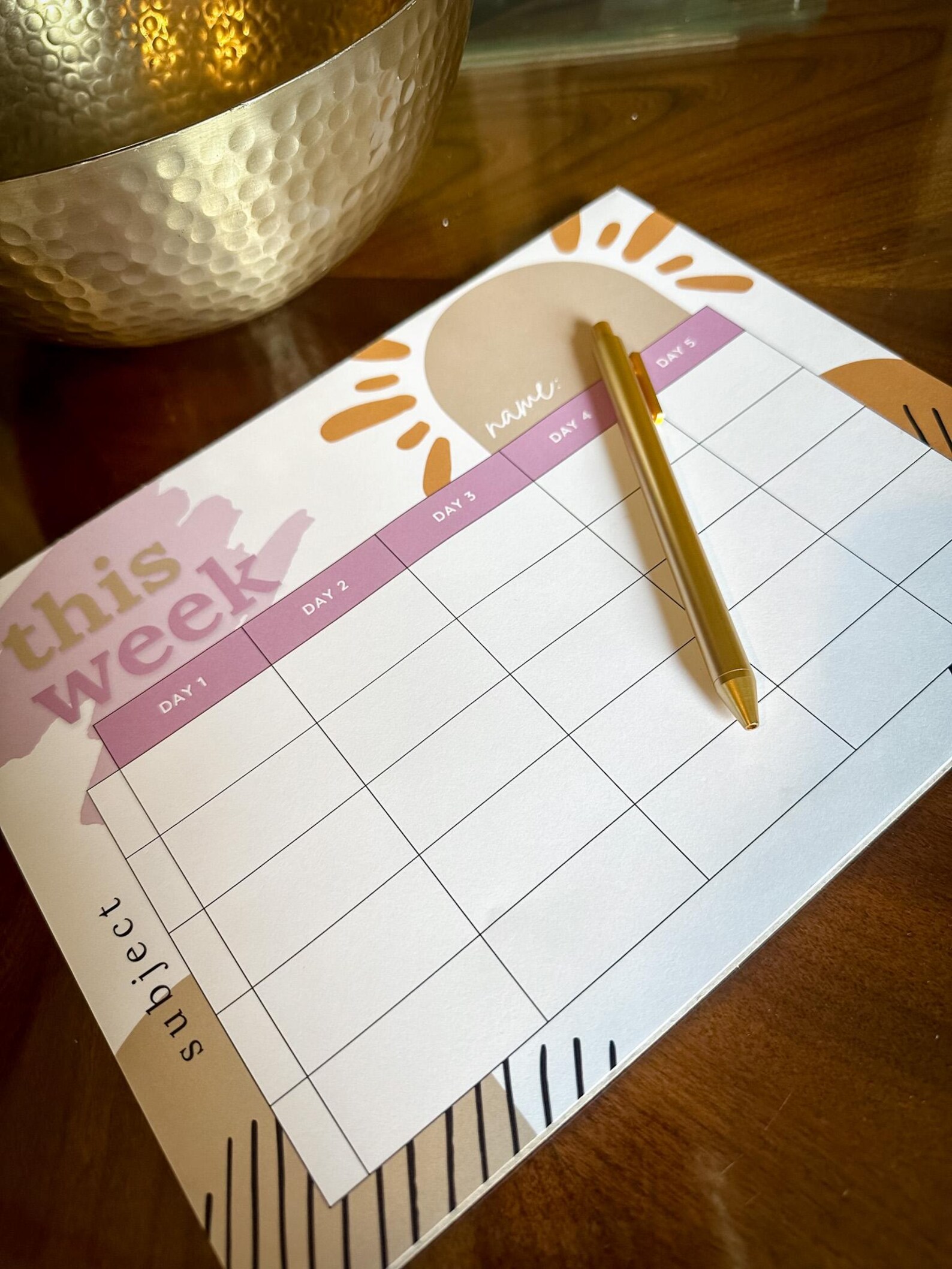 Weekly School & Home Planner | 5-day Chart for Organizing Subjects ...