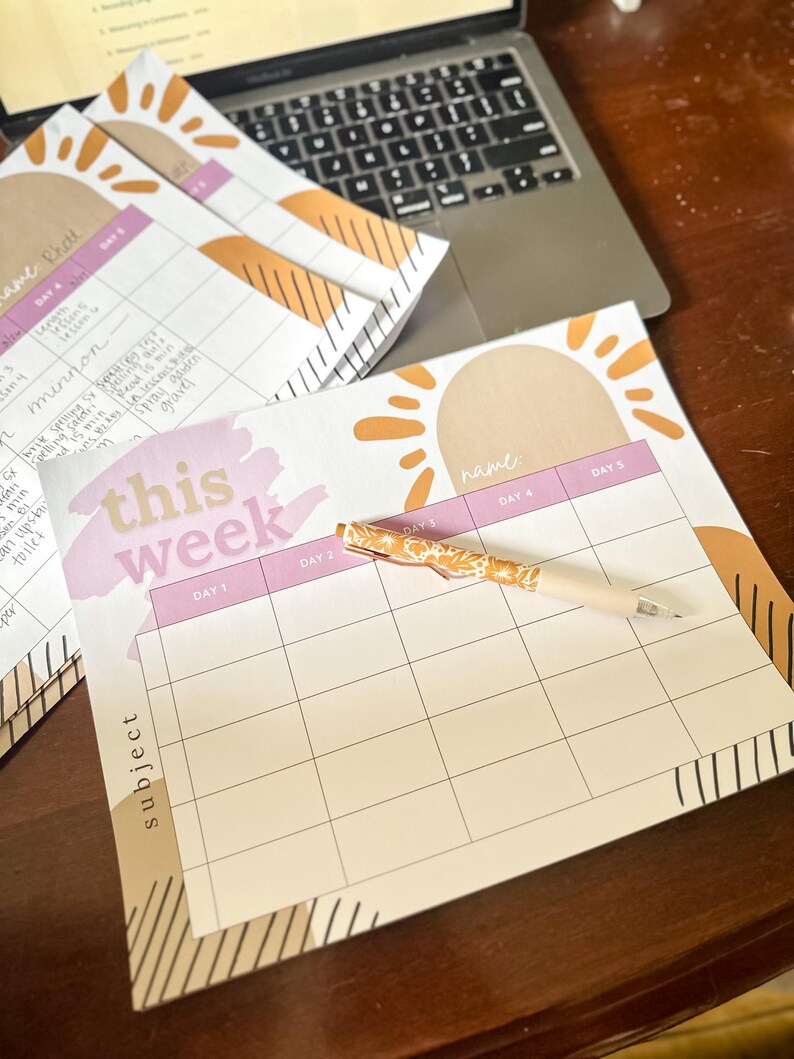 Weekly School & Home Planner | 5-day Chart for Organizing Subjects ...