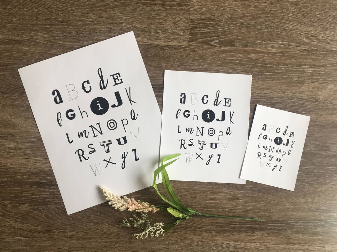 DIGITAL DOWNLOAD Modern ABC Print, Black and White Alphabet, Nursery ...