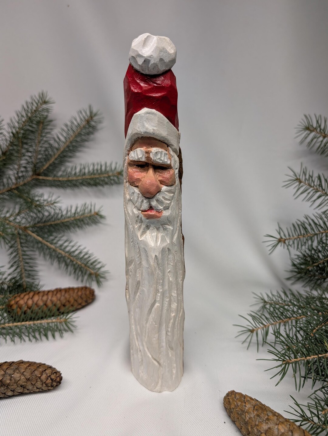 Hand Carved Cottonwood Bark Santa, Whimsical Christmas Decoration - Etsy