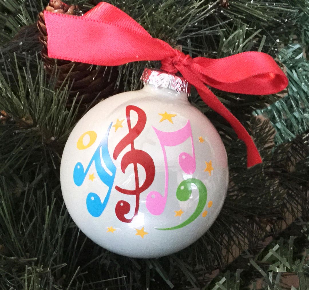 Personalized Musical Notes Ornament - Colorful Music Note Glass ...