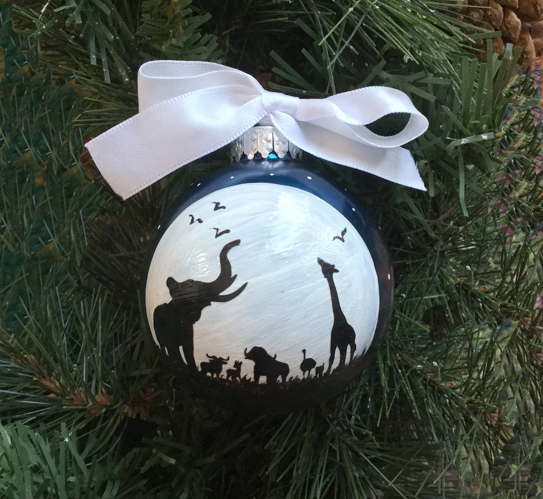 Personalized African Animal Silhouettes at Moonlight Glass Ornament - Etsy