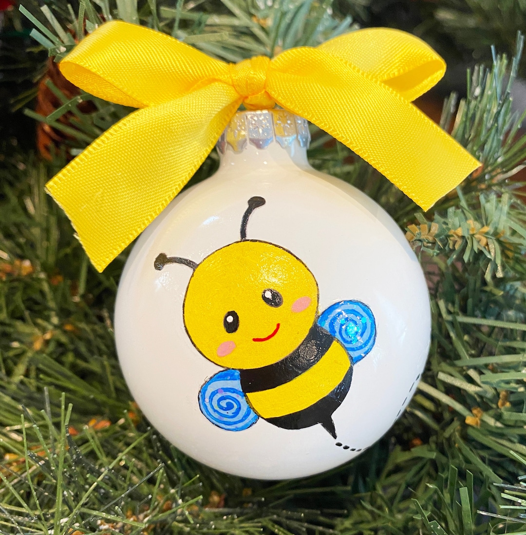 Personalized Hand Painted Bumble Bee Christmas Ornament - Etsy