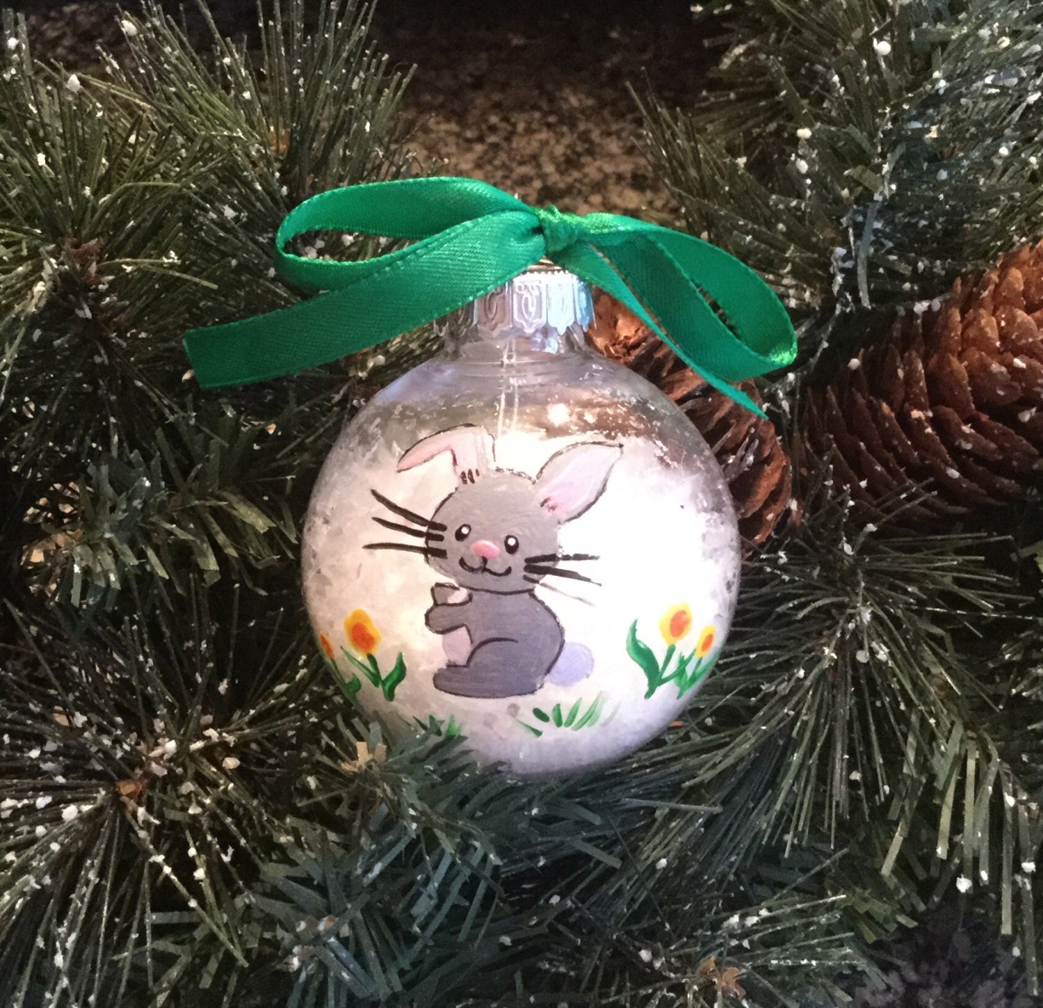 Bunny Christmas Ornament - Acrylic Christmas Bauble