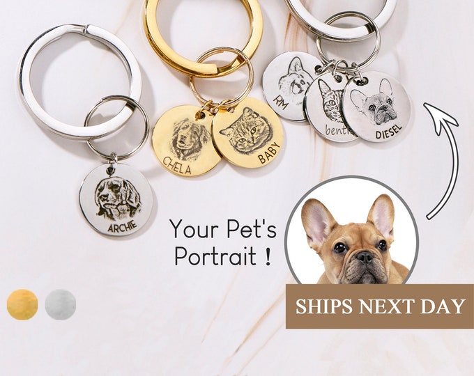 Personalized Photo Engraved Keychain Custom Pet Gifts Pet Memorial Dog ...
