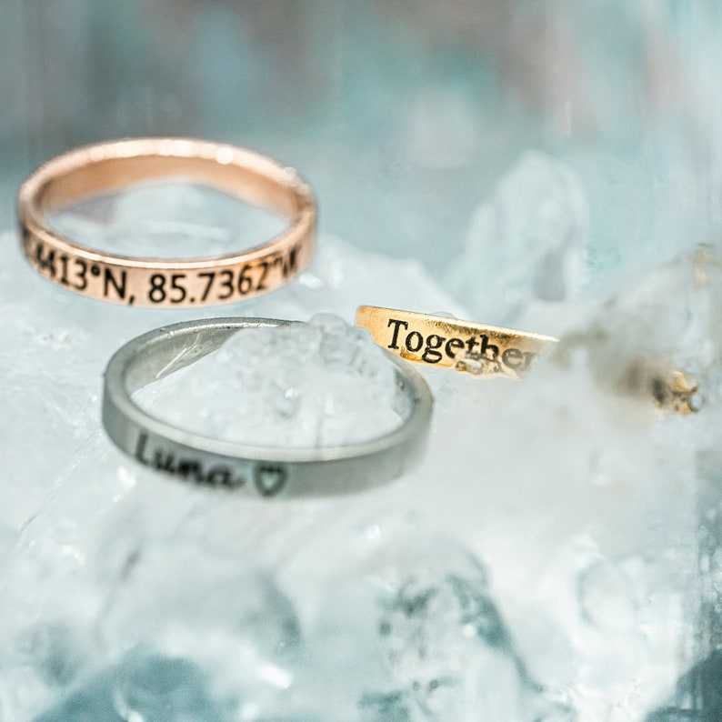 Engraved Rings for Women Handmade Jewelry Rings Personalized | Etsy