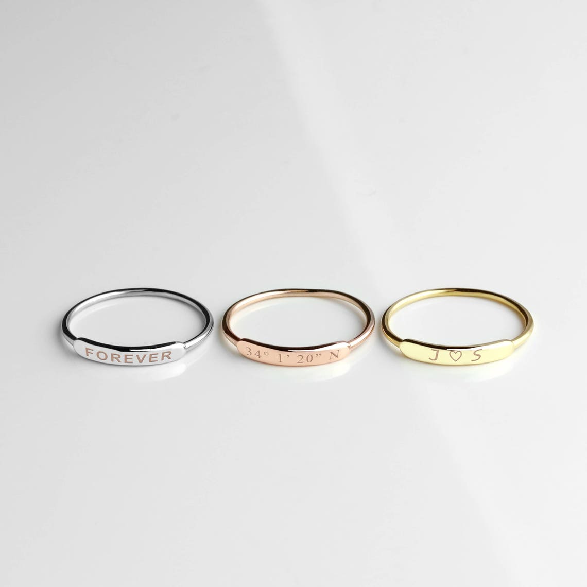 Name Ring Stackable Ring Initial Ring Stacking Bar Ring | Etsy