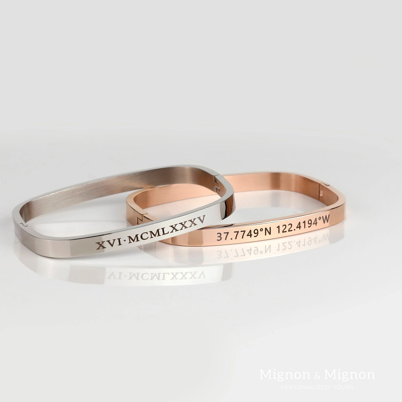 Rectangle Bangle Bracelet Personalized Gifts for Mom Engraved - Etsy