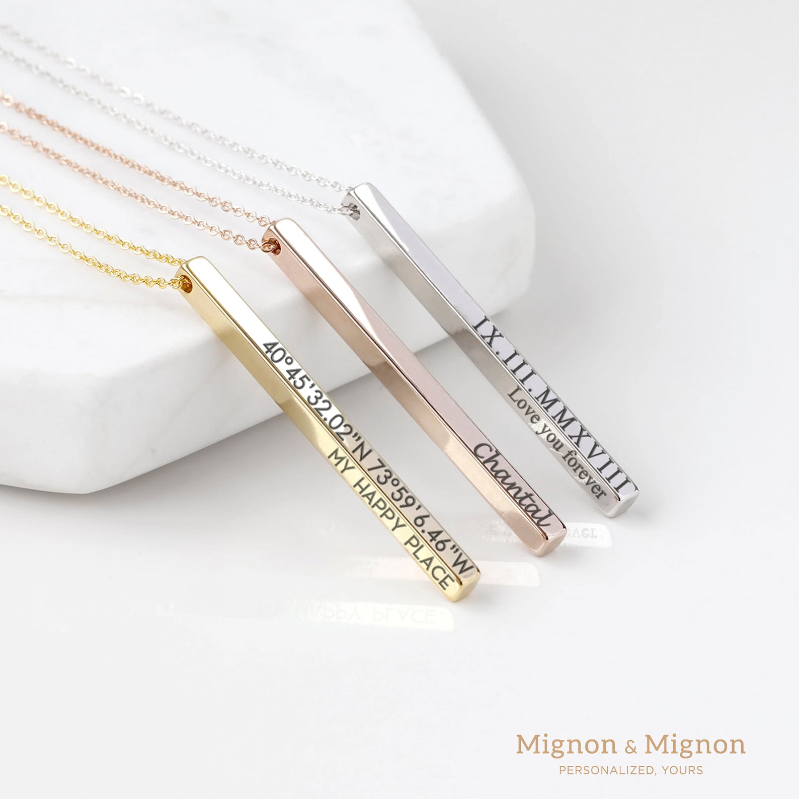 Personalize Engraved Necklace With Name Coordinate Custom - Etsy