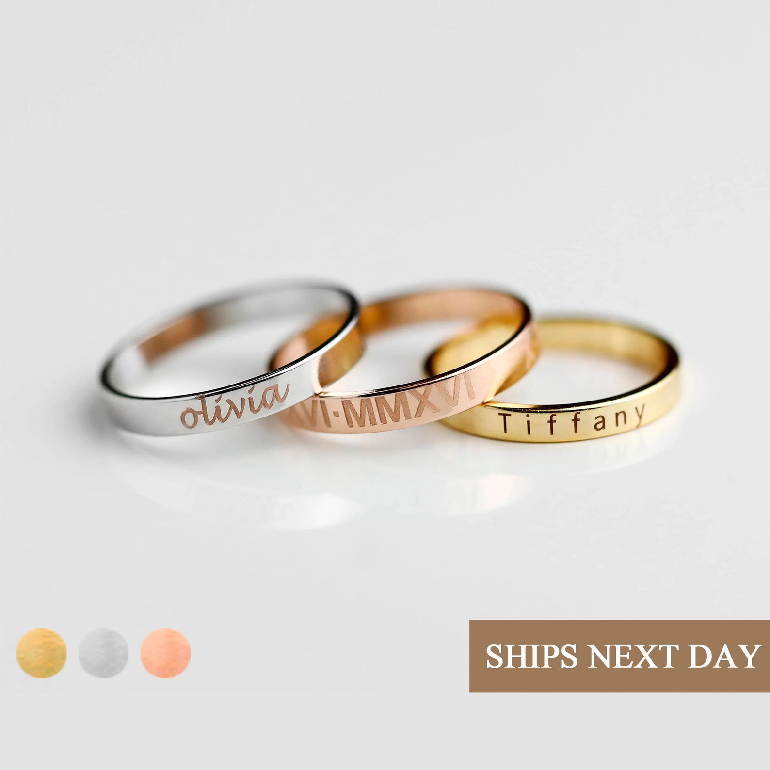 Engraved Rings for Women Handmade Jewelry Rings Personalized - Etsy