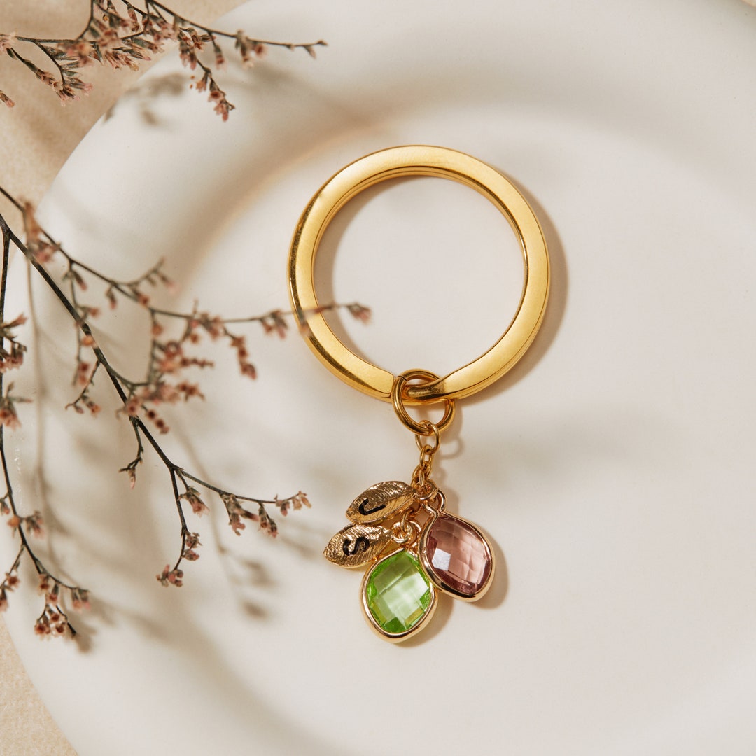 Custom Aquamarine Key Ring for Girl, Personalized Birthstone Jewelry ...