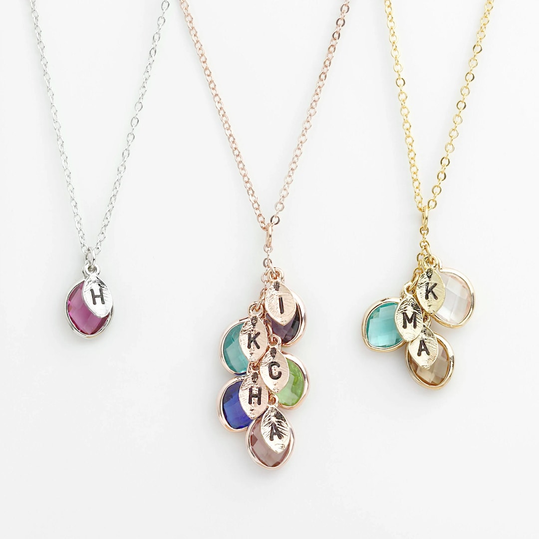 Personalized Necklace for Mom Birthstone Jewelry for Mom Emerald ...