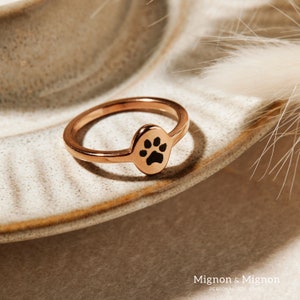 Personalized Ring Custom Unique Pet Paw Print Dog Memorial Gift ...