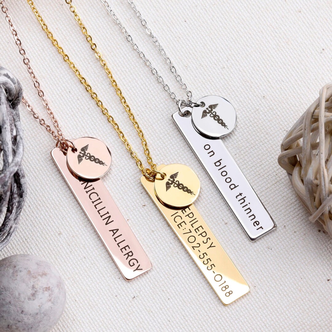 Personalized Medical Alert Necklace Diabetes Personalized Medical ID ...
