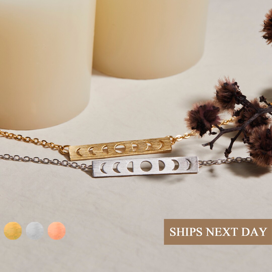 Moon Phase Necklace Astrology Jewelry Phases of the Moon Necklace ...