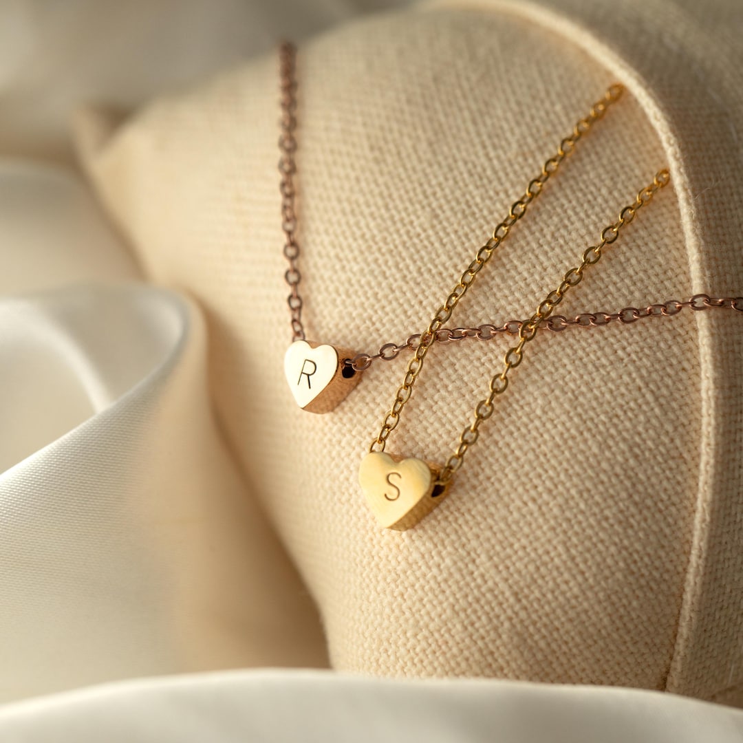Heart Initial Necklace for Toddler Flower Girl Proposal Gift for Her ...