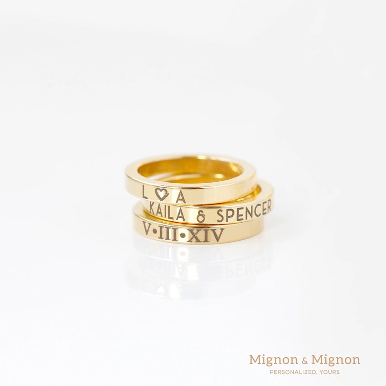 Engraved Rings for Women Handmade Jewelry Rings Personalized - Etsy