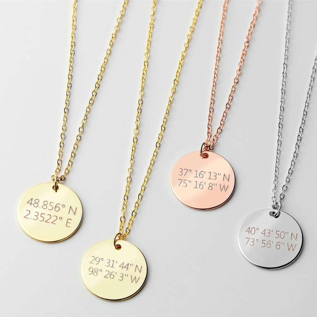 Custom Coordinate Engraved Necklace Personalized Graduation Gift 2024 ...