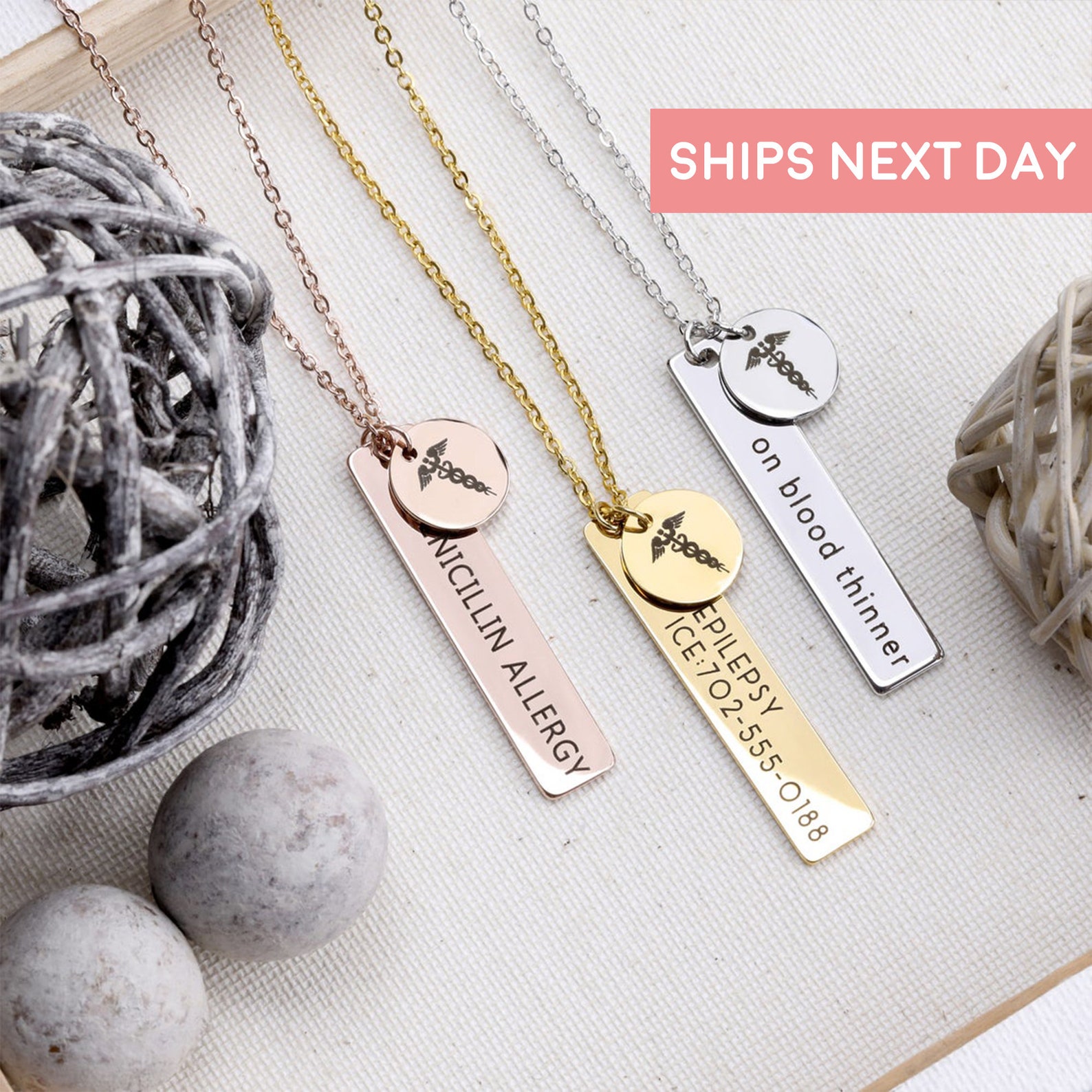 Personalized Medical Alert Necklace Diabetes Medical ID - Etsy Canada